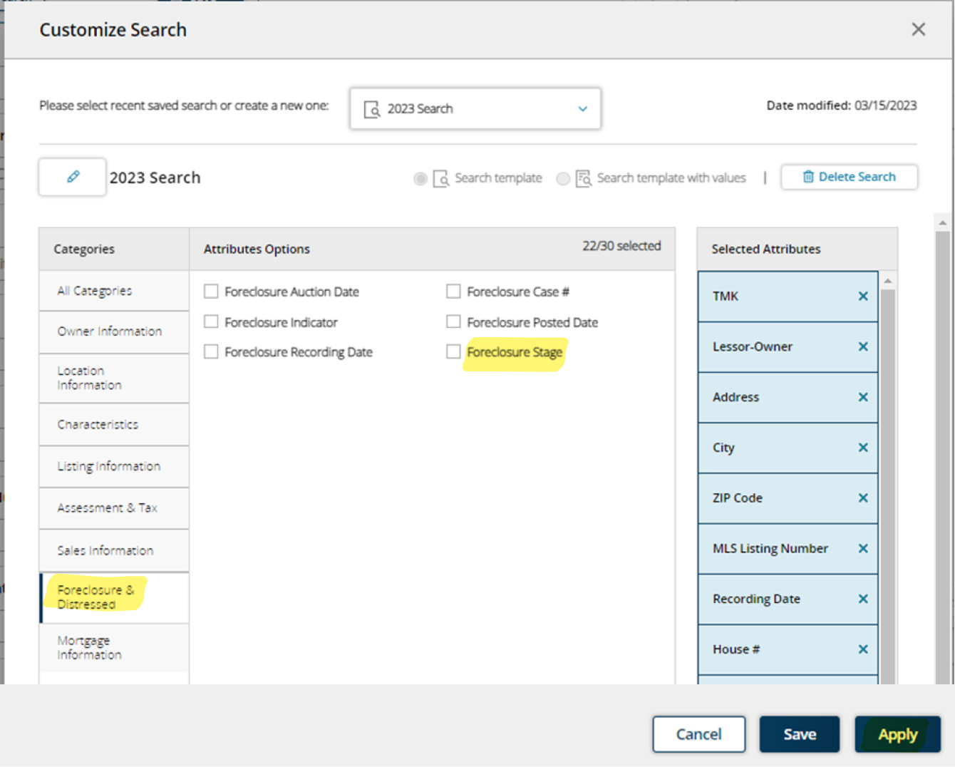 Foreclosure Search in Realist – HiCentral MLS Knowledge Base
